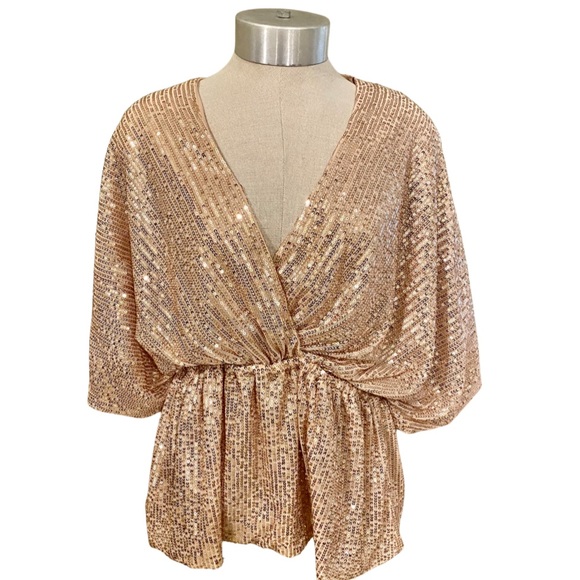 Tops | Sequin Rose Gold Top | Poshmark